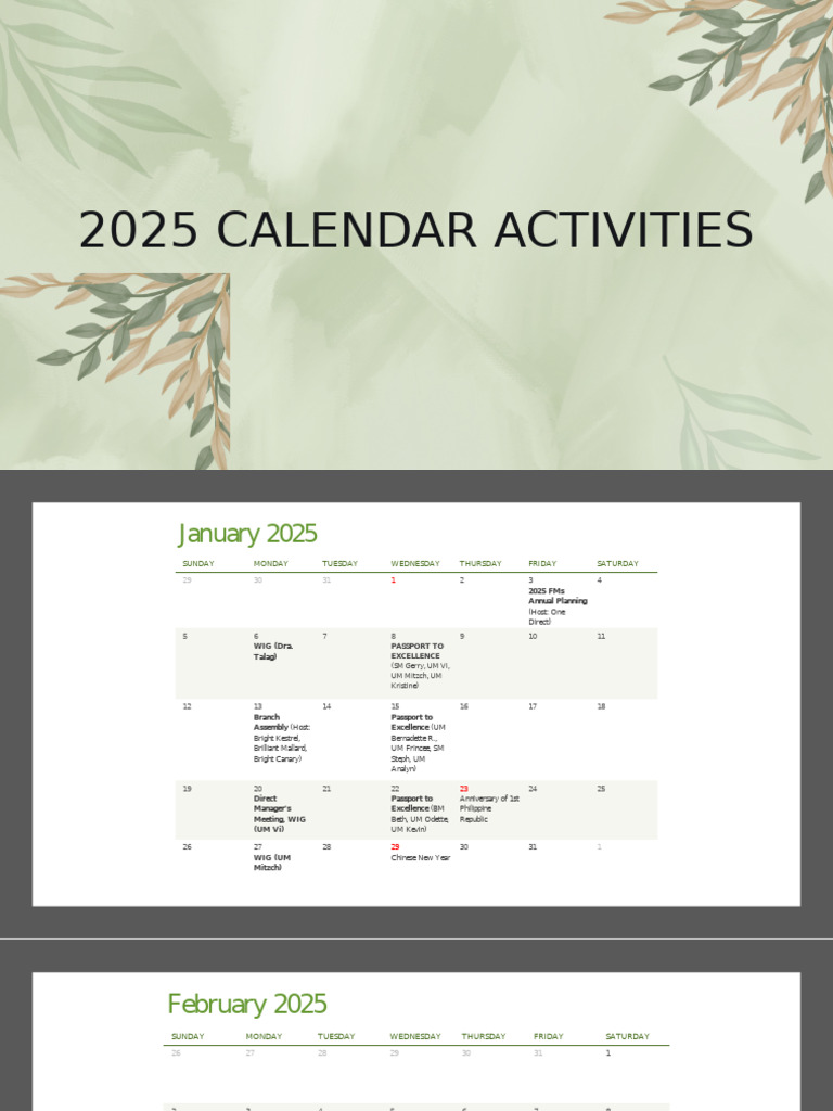 Calendar of Activities 2025 | PDF | Observances