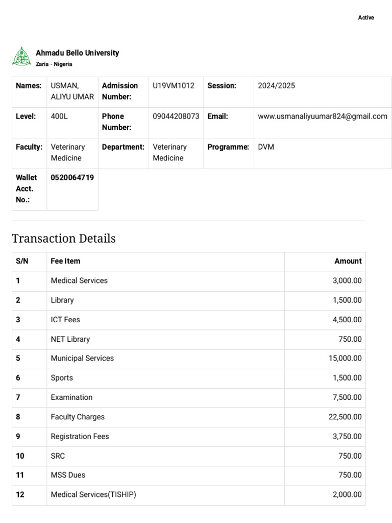 Ahmadu Bello University - Portal | PDF