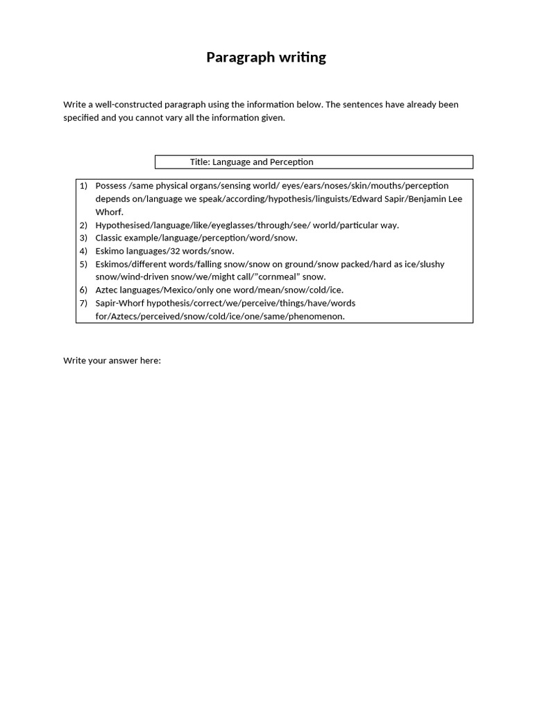 Paragraph Writing | PDF