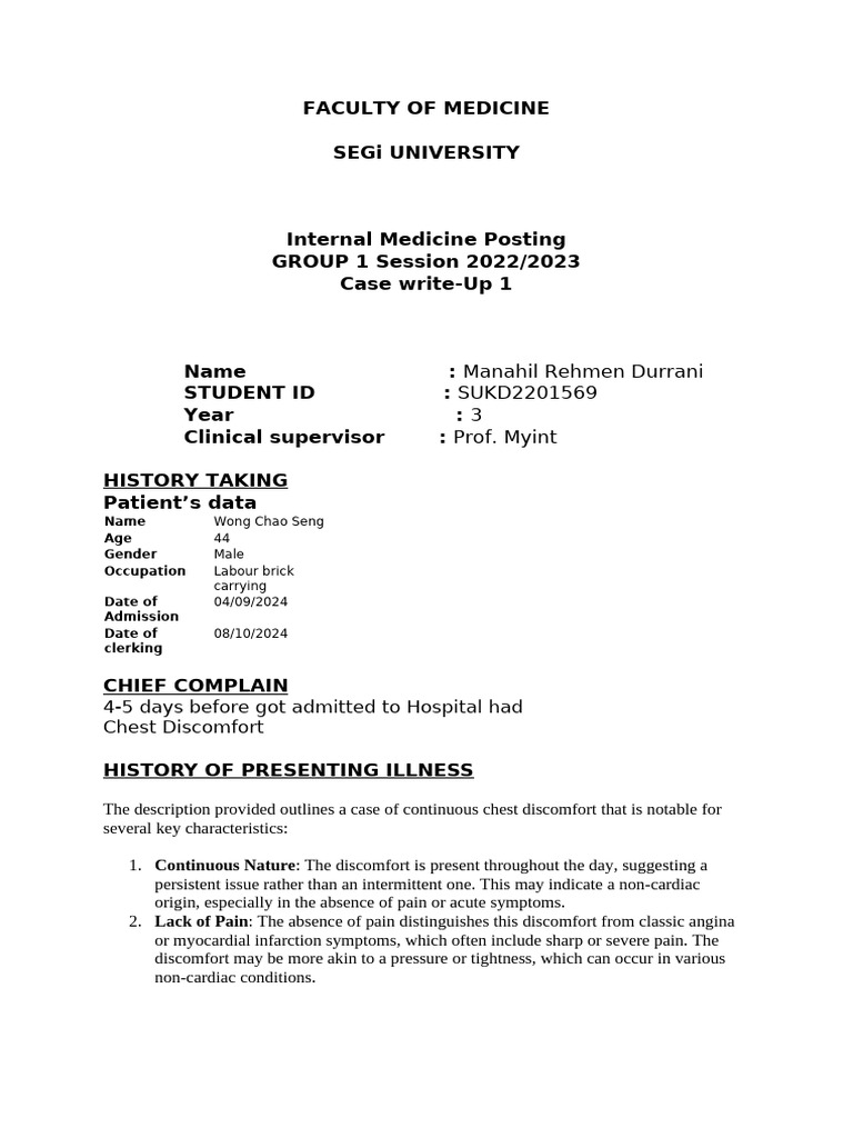 Case Write up (1) | PDF | Tuberculosis | Causes Of Death