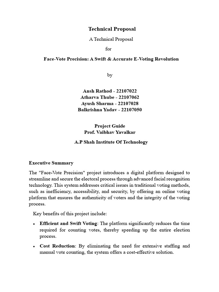 Technical Proposal Evoting | PDF | Electronic Voting | Voting