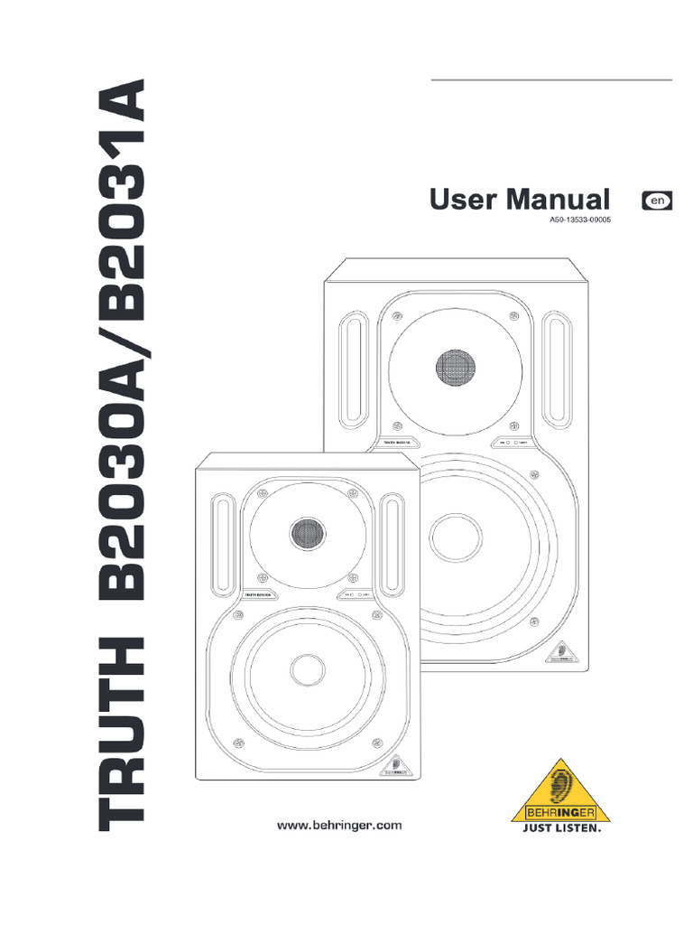 Behringer Speaker B2031A Users Manual | PDF