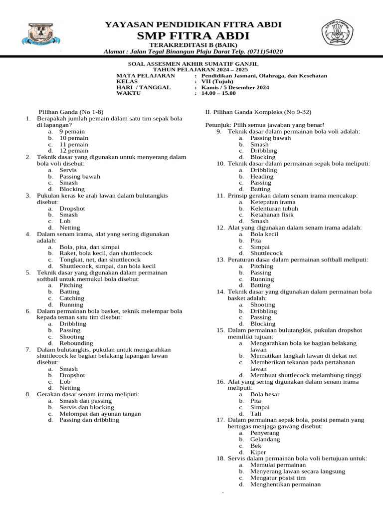 Soal Pai Kelas 6 Sas 1 | PDF