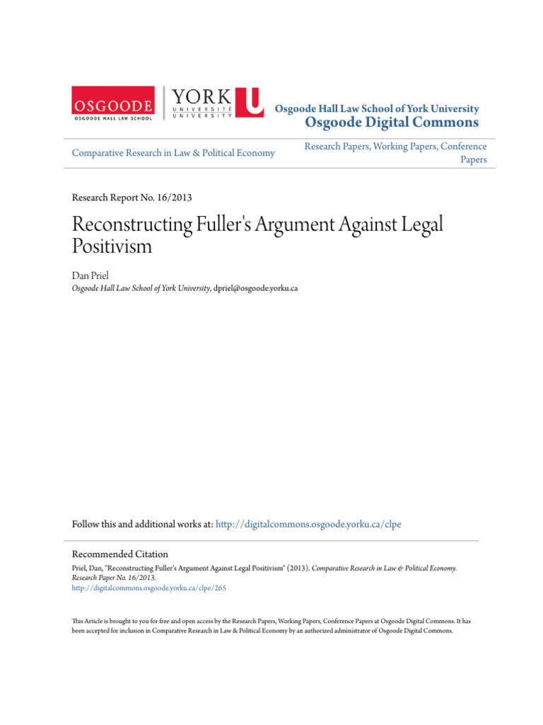 Reconstructing Fullers Argument Against Legal Positivism | PDF | Jurisprudence | Natural Law