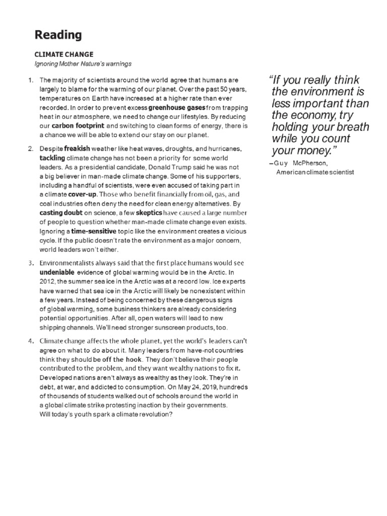 READING - Ignoring mother nature | PDF