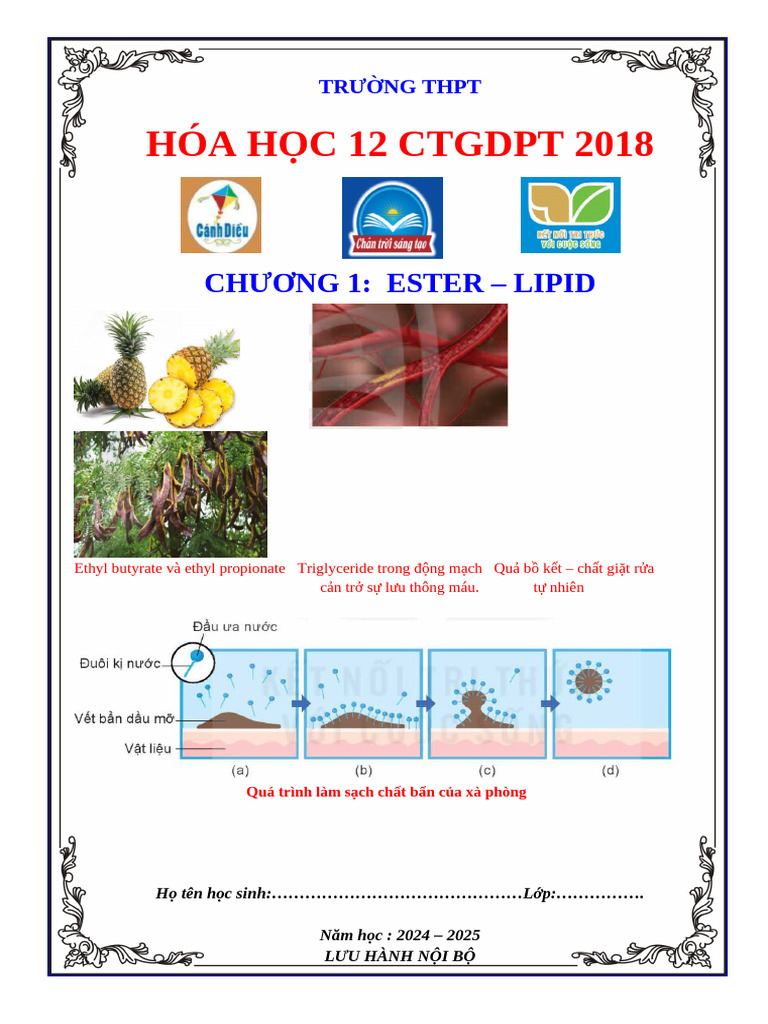 Hoa Hoc 12 Moi - Chuong 1 Ester - Lipid 2024-2025.HS | PDF
