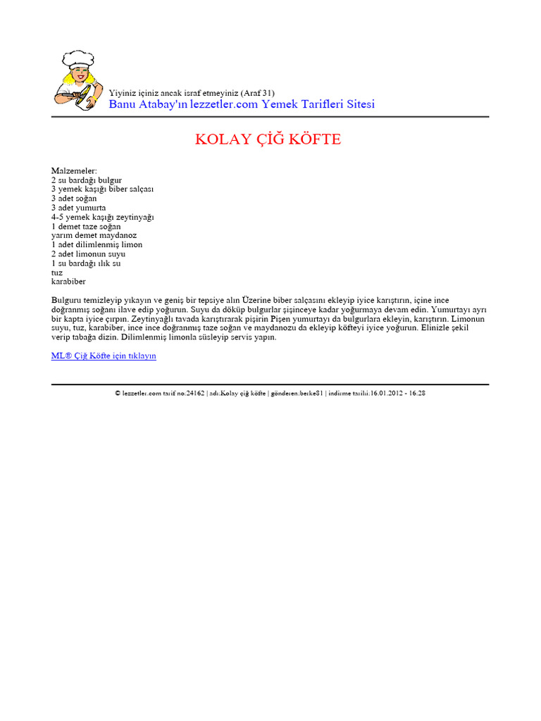 Kolay Cig Kofte 24162 | PDF
