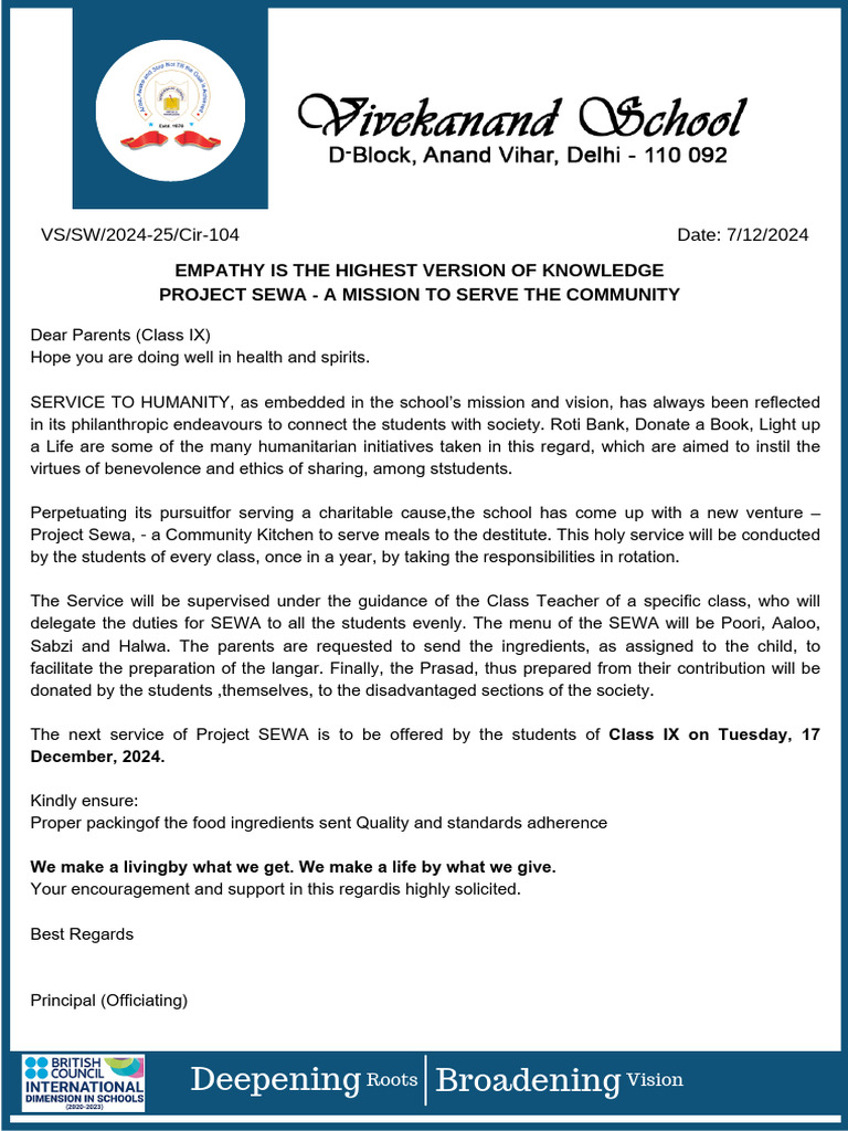 2024 Langar Seva Class 9 | PDF