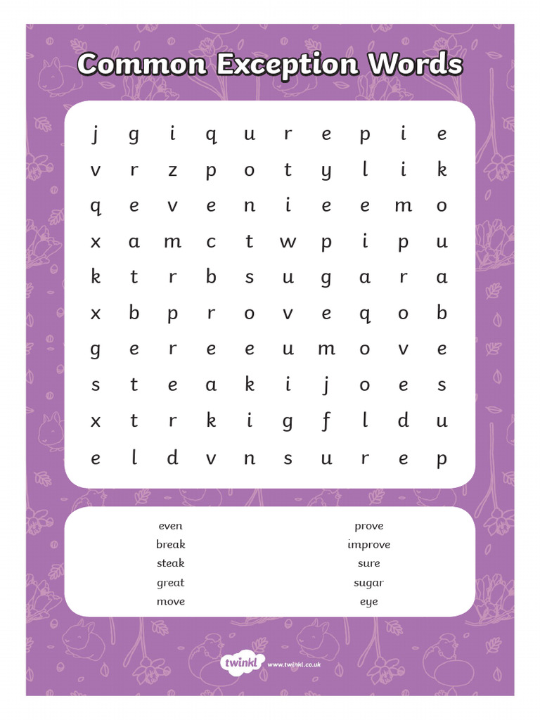 14 Word Search Common Exception Words | PDF