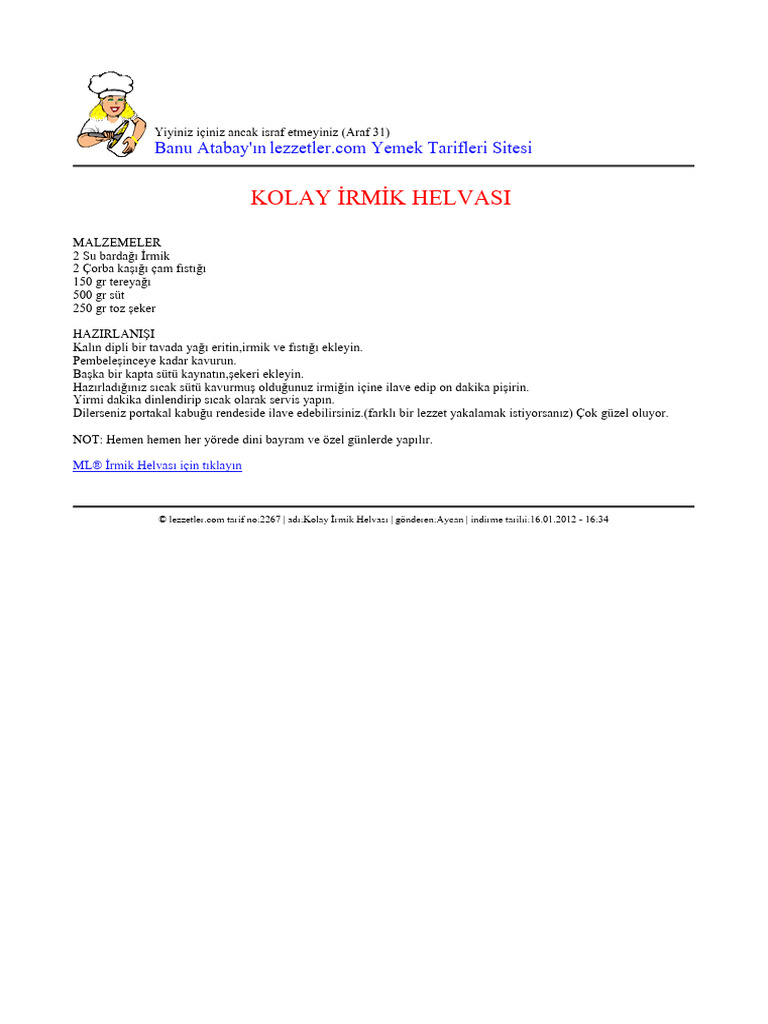 Kolay Irmik Helvasi 2267 | PDF