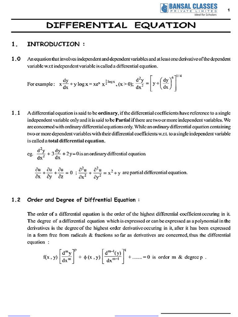 Differential Maths Pdf