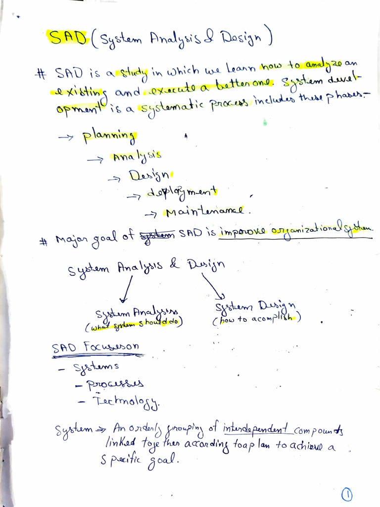 SAD Short Notes | PDF