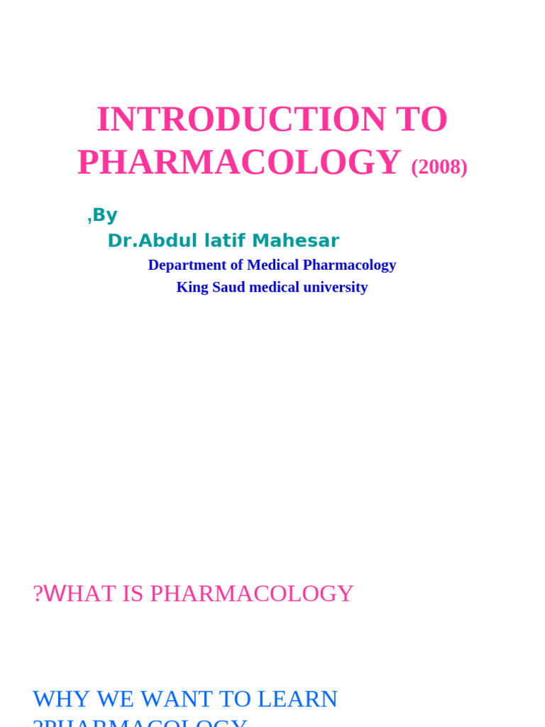 Introduction to Pharmacology Basics | PDF | Pharmacology | Pharmacokinetics