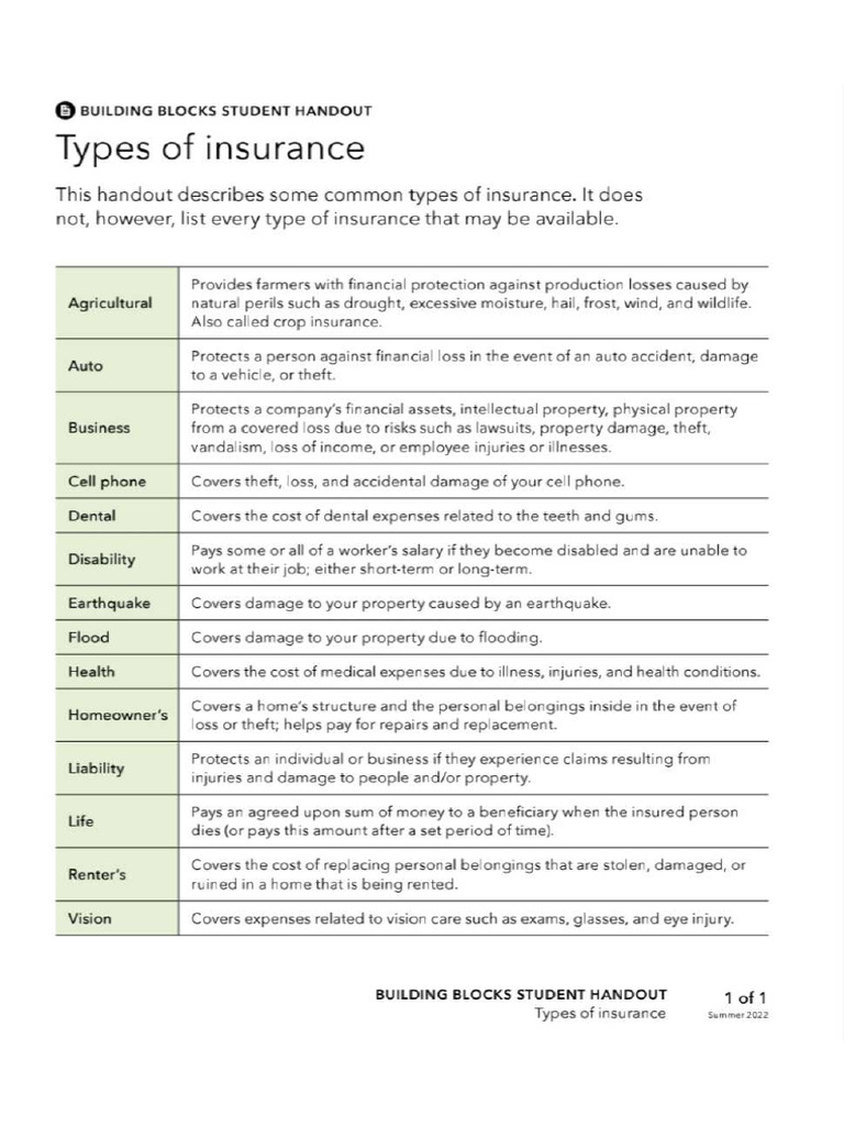 Types of Insurance | PDF