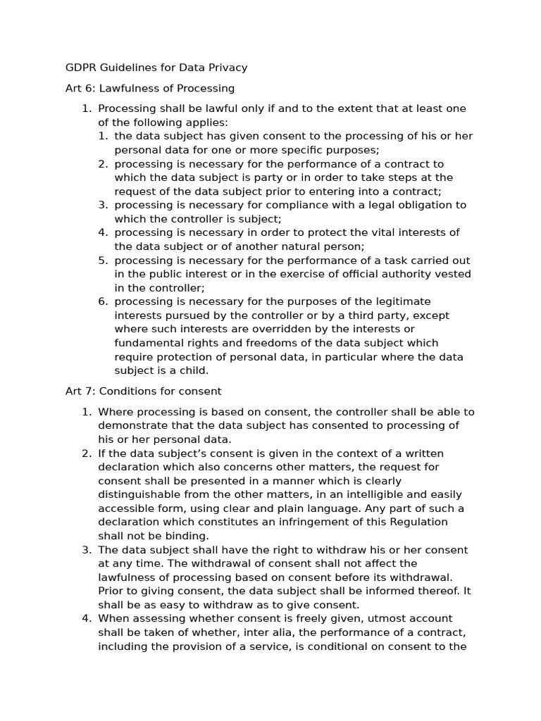 GDPR Data Processing Consent Guidelines | PDF | Justice | Crime & Violence