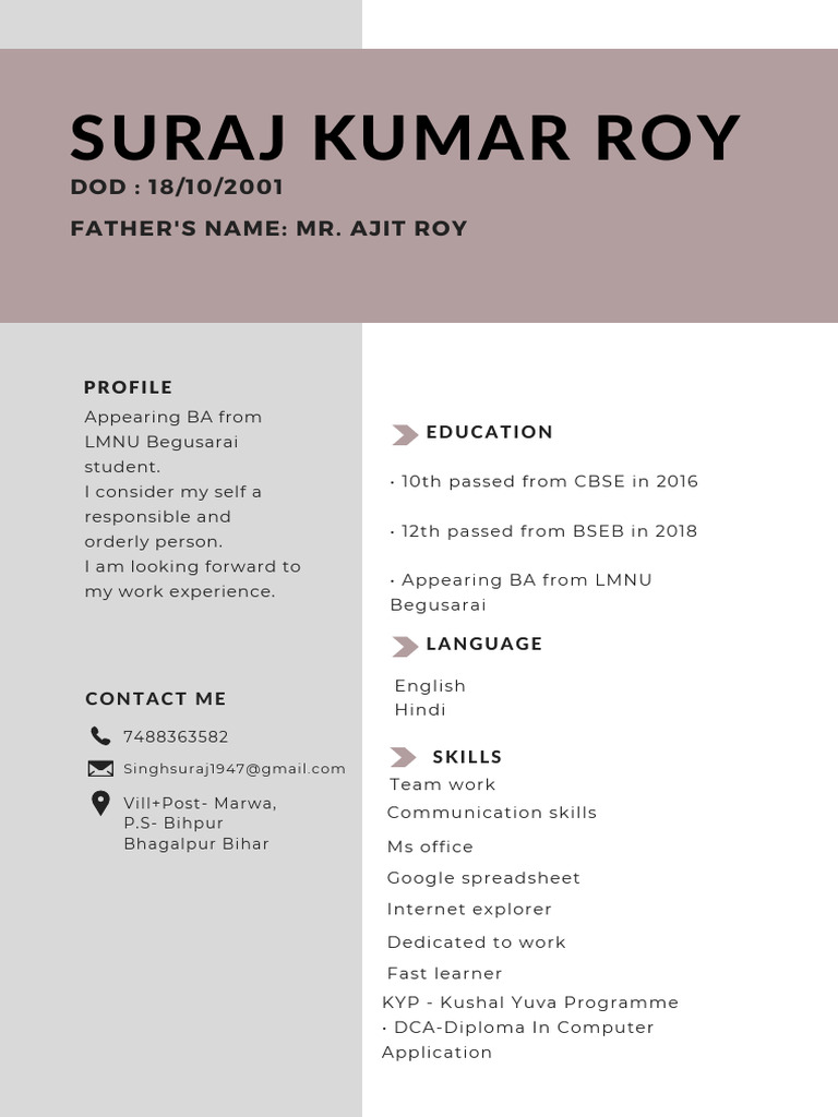 White Simple Student CV Resume | PDF