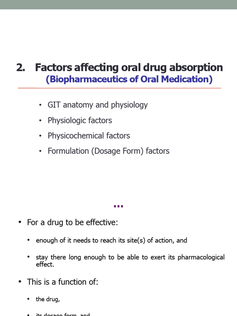 2 - Factors Affecting Oral Drug Absorption | PDF | Stomach | Esophagus