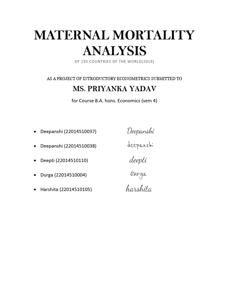 Econometrics Project - Maternal Mortality Analysis | PDF | Dependent And Independent Variables ...