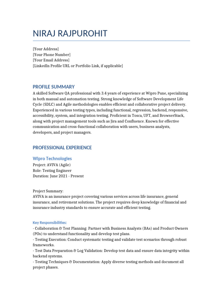 Niraj Rajpurohit CV | PDF