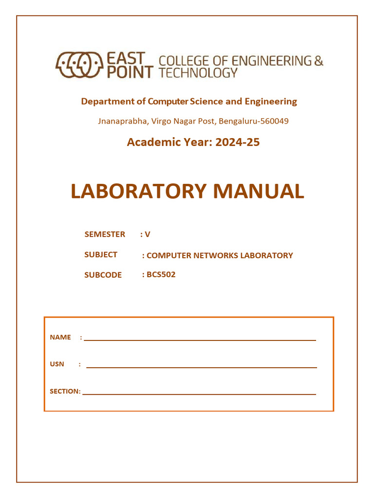 CN Lab Manual - BCS502 - 2024-25 Final | PDF | Computer Network | Network Congestion
