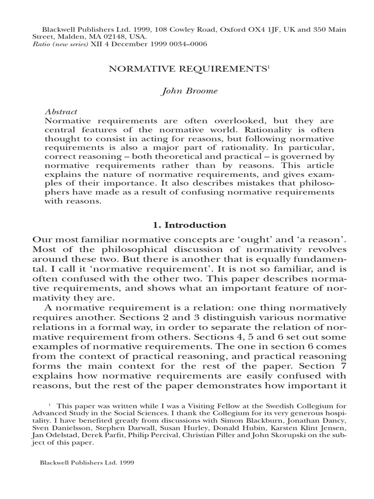 normative requirements (1) | PDF | Reason | Rationality