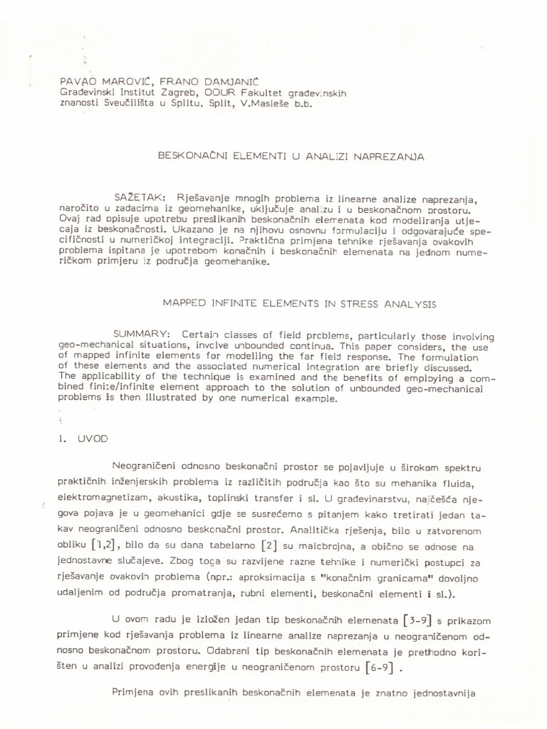 1984 6PPPR Beskonacni - Elementi - U - Analizi - Naprezanja PM FD Original | PDF