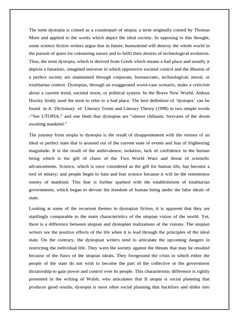Dystopia | PDF | Dystopia | Utopia