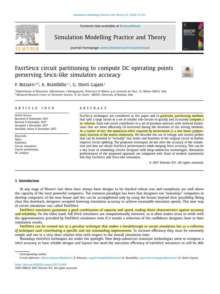 (2018 SimPaT) 电路分区算法FastSpice计算直流工作点 | PDF | Electrical Network ...