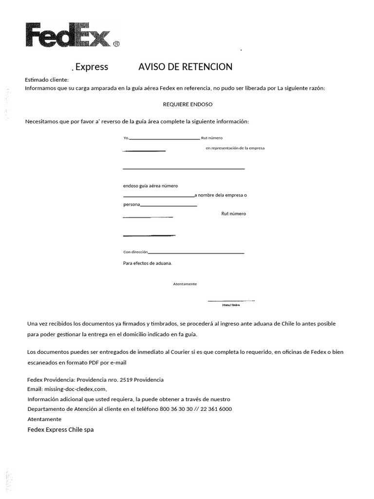 Endoso FedEx Word | PDF