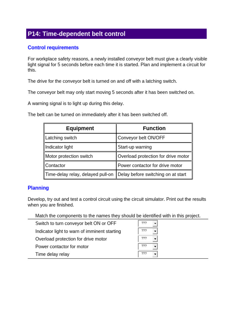 P14 Time-Dependent Belt Control | PDF | Relay | Power Supply