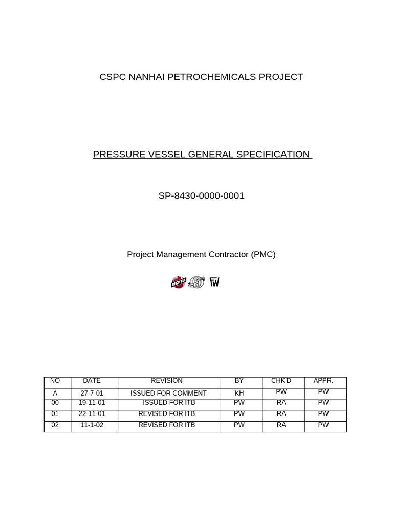 Pressure Vessel Spec for CSPC Project | PDF | Welding | Construction