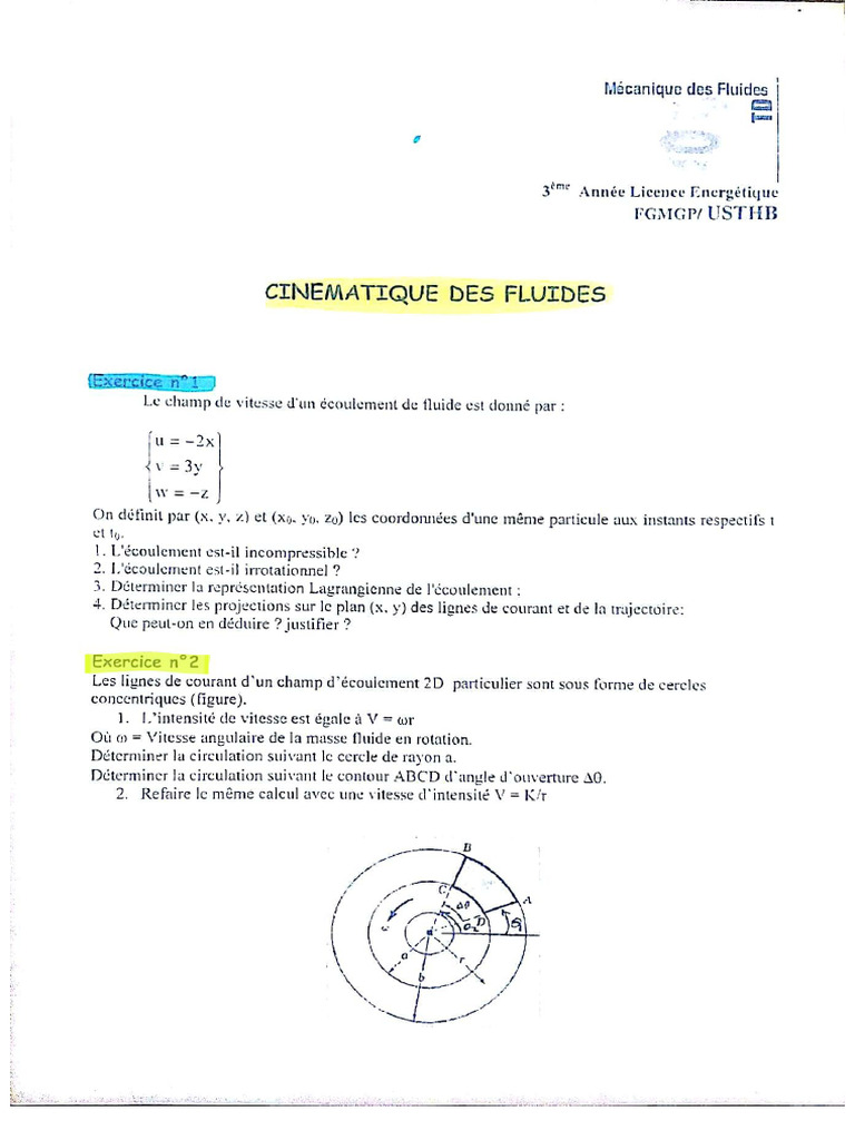 TD1+Solution Mécanique Des Fluides 2 | PDF