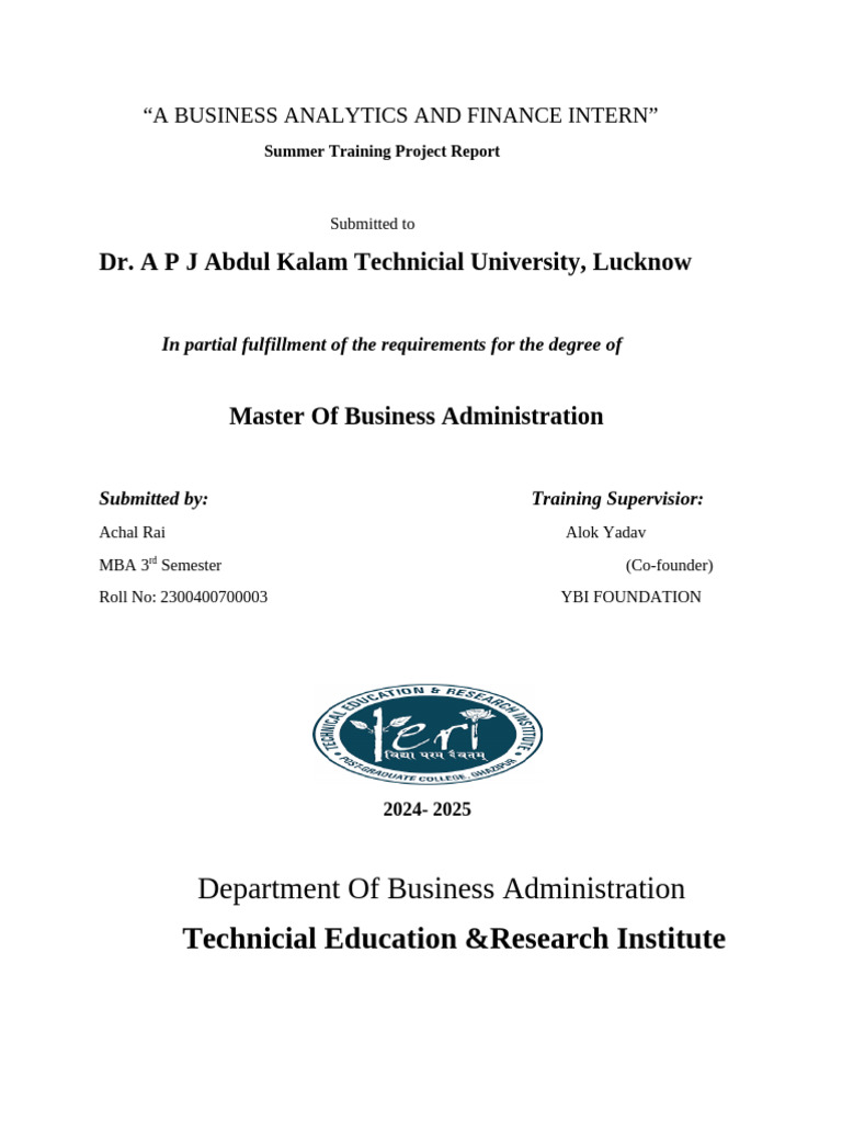 Ybi Foundation Final Project | PDF | Analytics | Financial Modeling