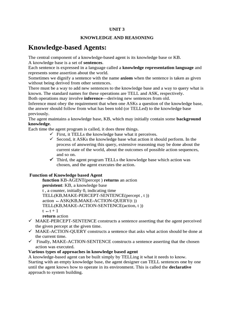 Unit3 Full Notes Pdf Interpretation Logic First Order Logic