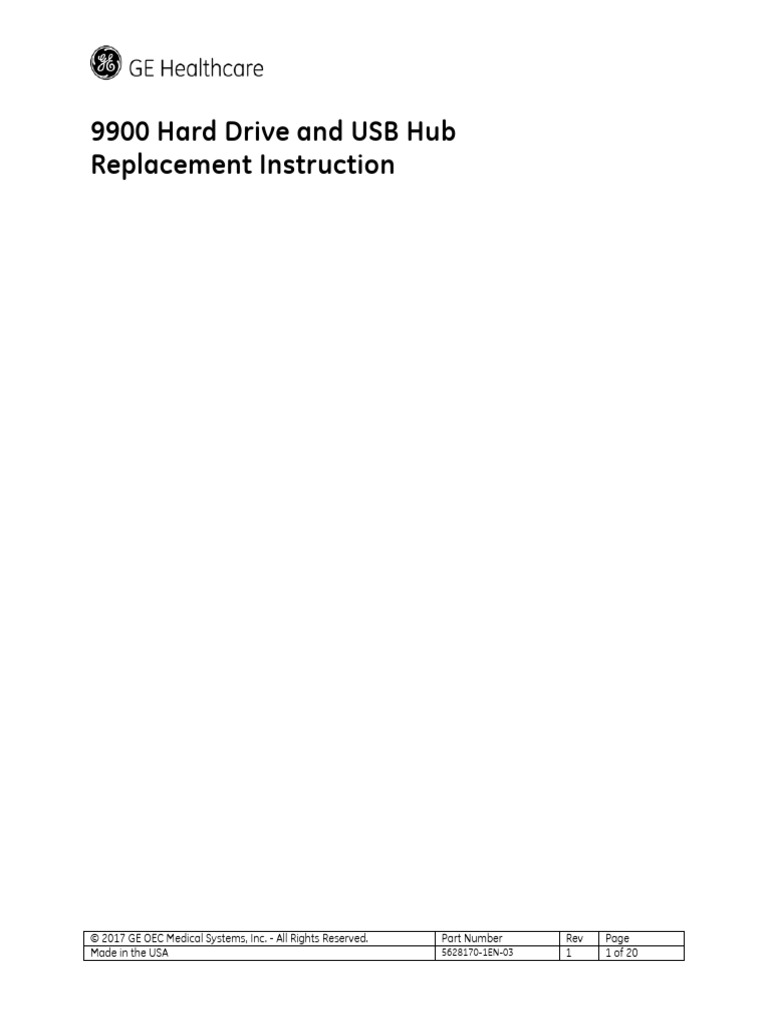 GE OEC-9900-Elite-C-Arm 5628170-1EN-03 | PDF | Usb | Electrical Connector