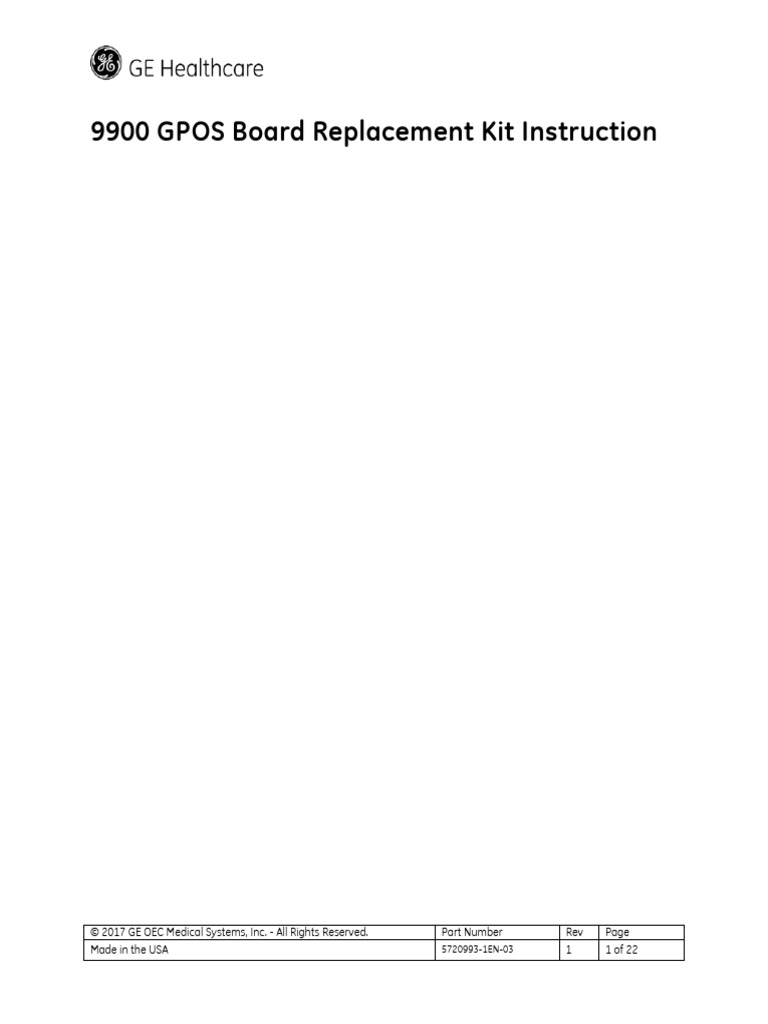 GE OEC-9900-Elite-C-Arm 5720993-1EN-03 | PDF | Usb | Electrical Connector