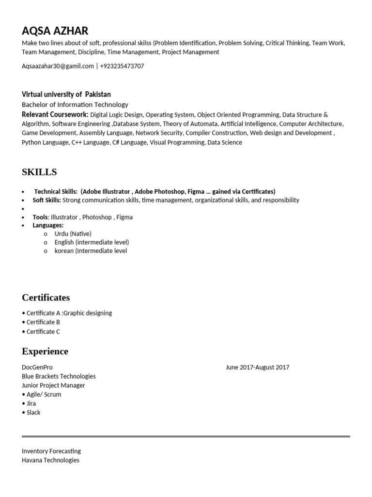 Sample CV Girls Rao | PDF