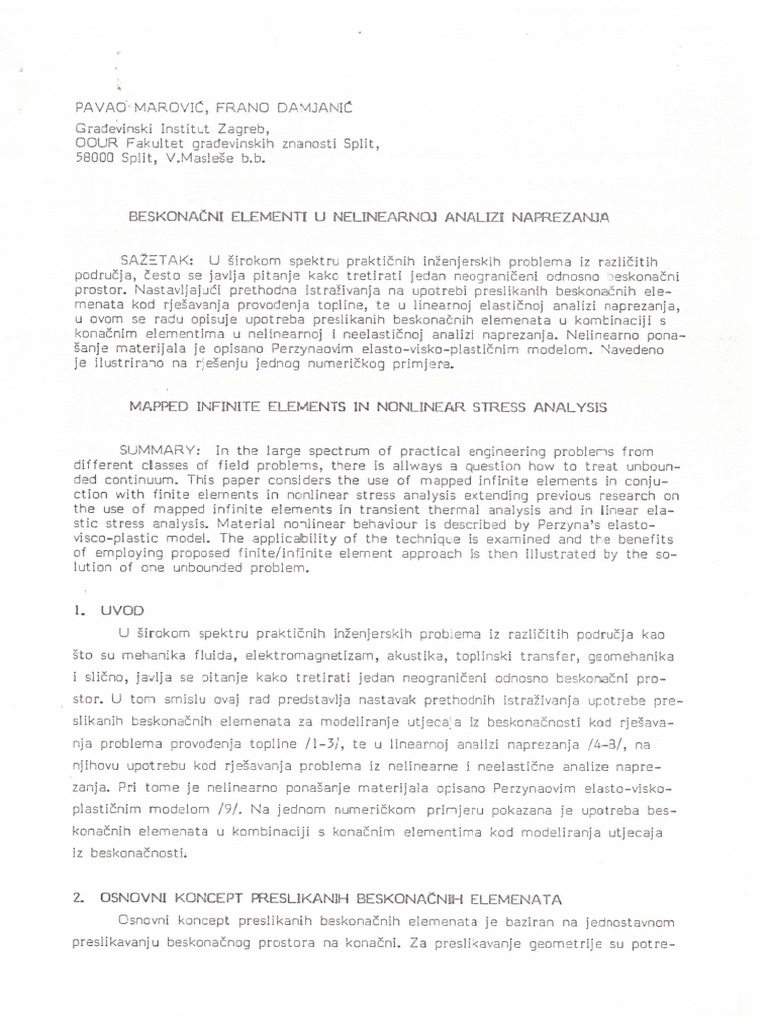 1985-7PPPR-beskonacni Elementi U Nelinearnoj Analizi naprezanja-PM-FBD | PDF