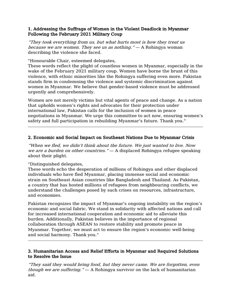 Position Paper Pakistan | PDF | Rohingya People | Myanmar