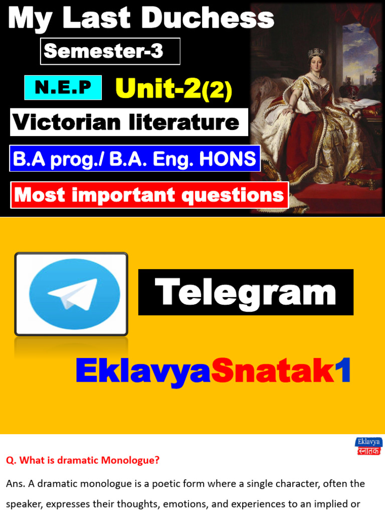 My Last Duchess, Unit-2 | PDF | Narrative | Poetry