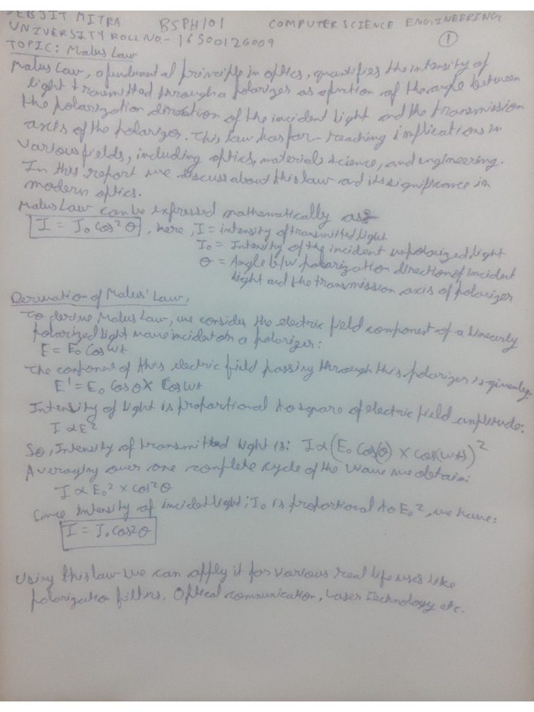 Debjit Mitra Physics Cse CA2 | PDF