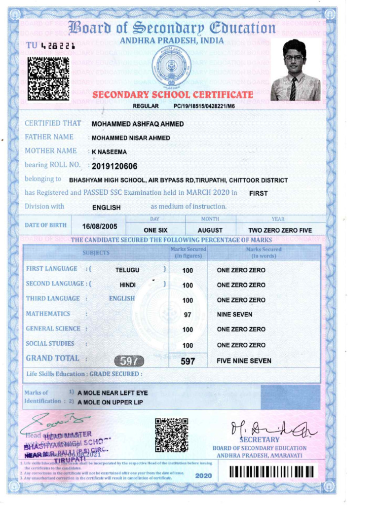 Ashu 10th Certificate | PDF