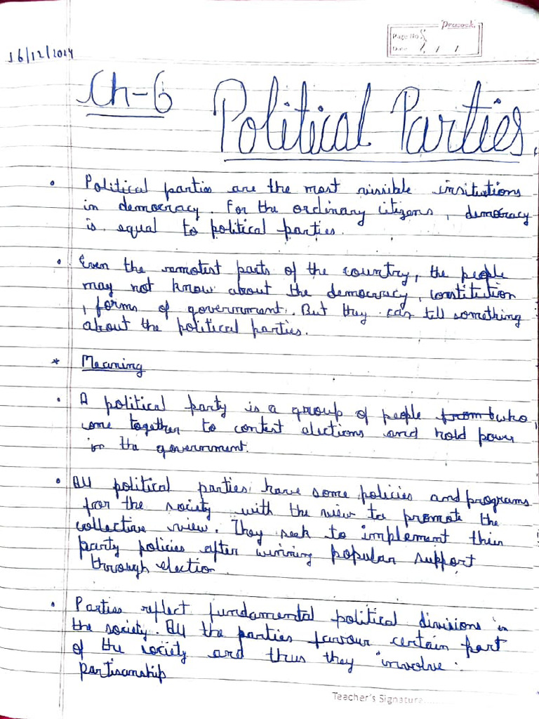 Civics CH - 6 Political Parties-1 | PDF
