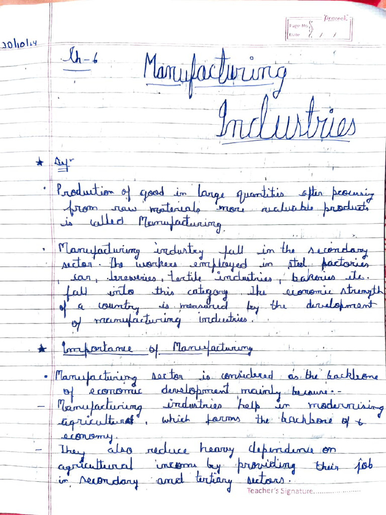 Geography Ch - 6 Manufacturing Industries | PDF