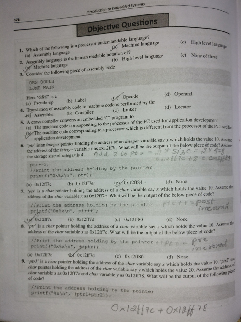Embedded Systems Vtu Module 4 Quiz Questions Pdf Pointer Computer Programming Assembly