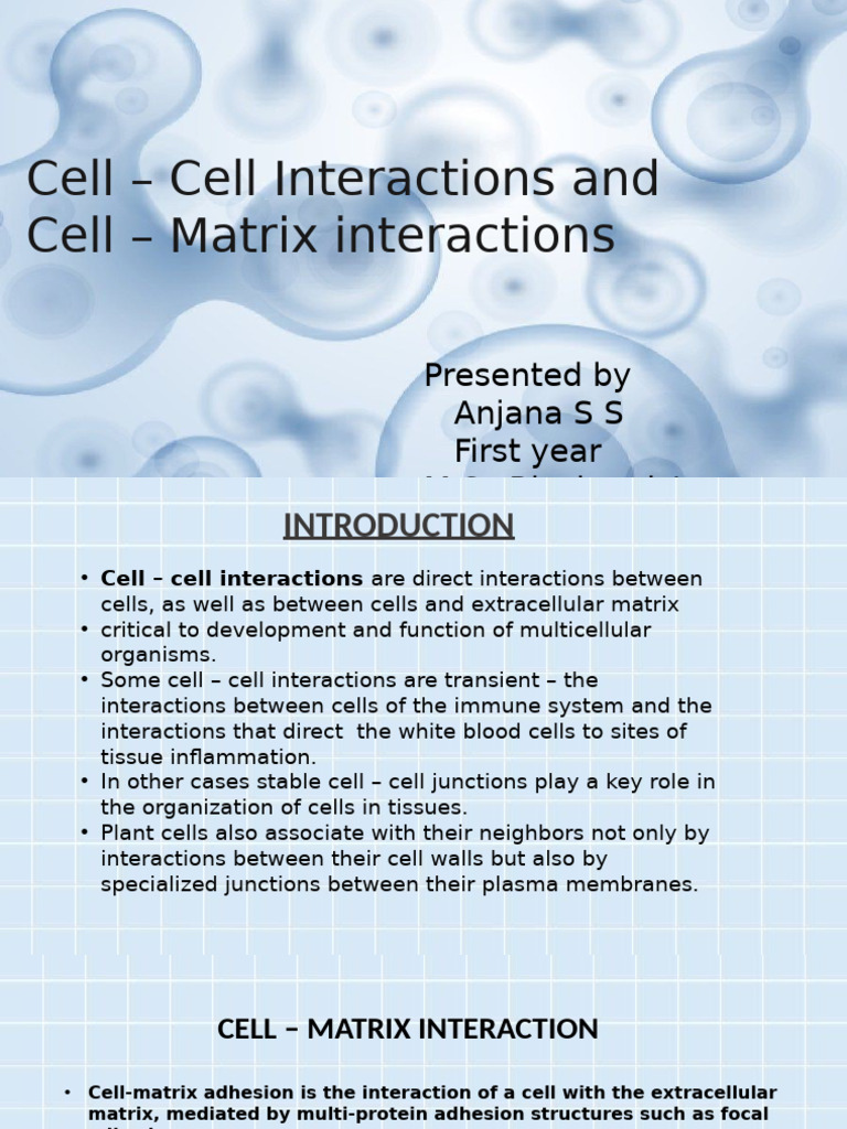 Cell - Cell Interactions | PDF | Cell Adhesion | Extracellular Matrix