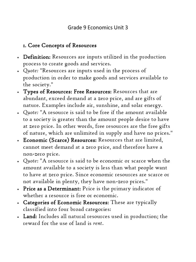 G9 U3 Economics | PDF | Market (Economics) | Resource
