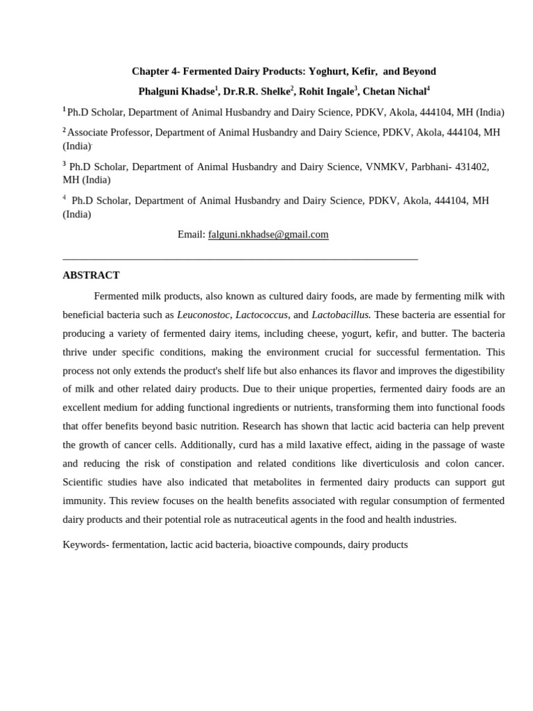 Dairy chapter | PDF | Yogurt | Milk