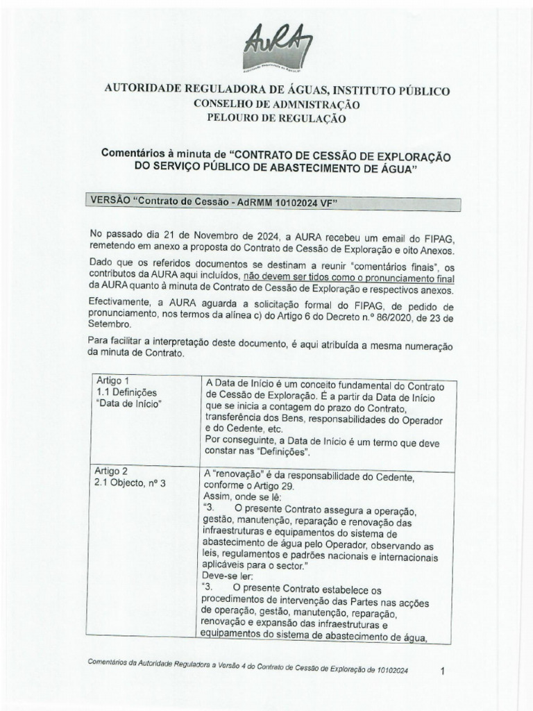 Comentario Contrato De Cessao De Exploracao Aura Pdf