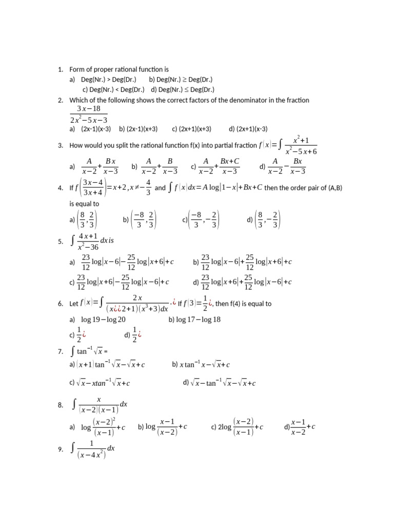 Rational Functions and Integrals Guide | PDF